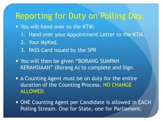 Counting agents ge13 handout version | PPTX | Elections | Politics
