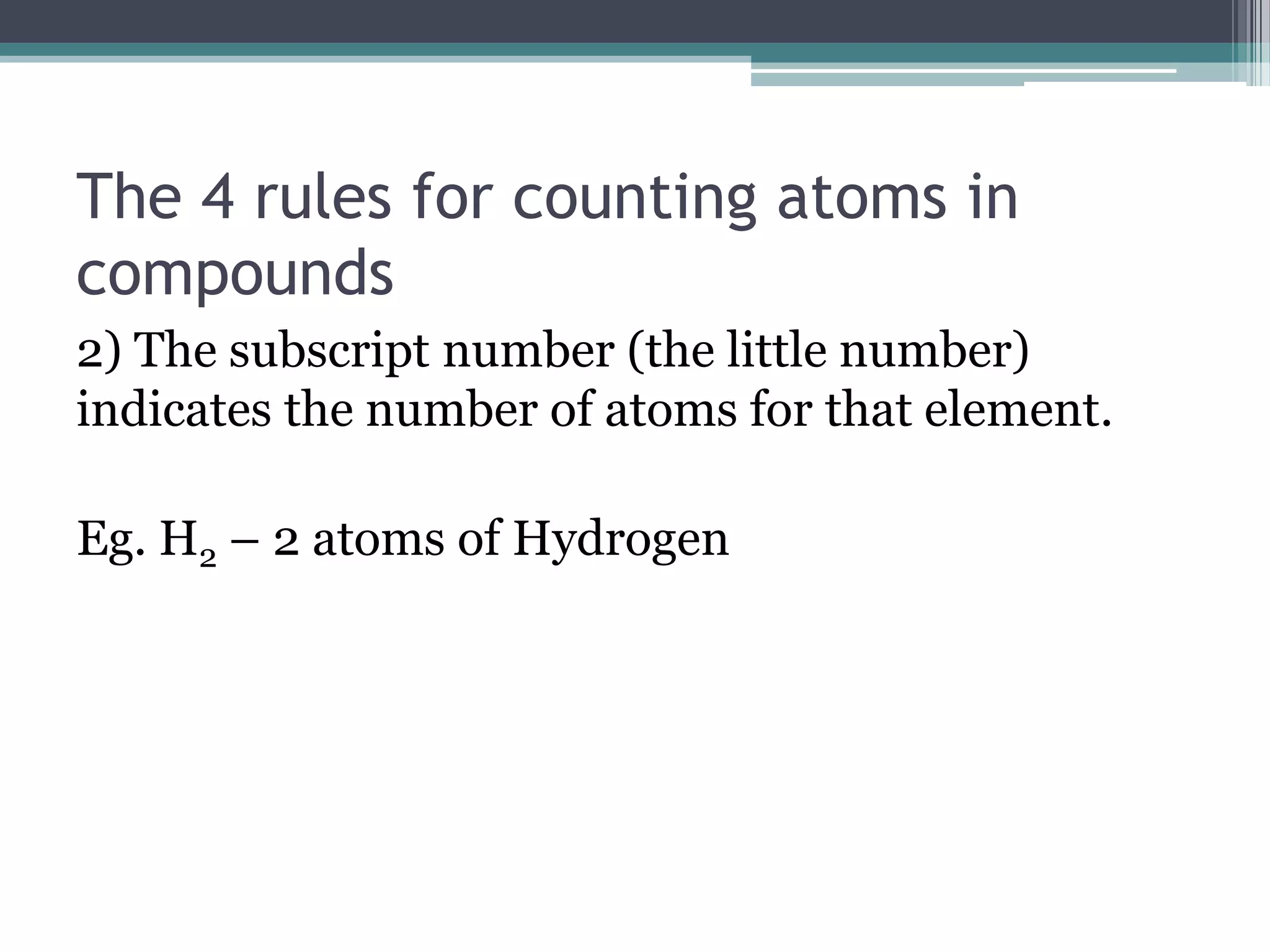 Counting atoms | PPTX | Chemistry | Science