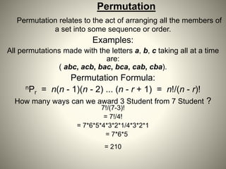 Counting, pigeonhole, permuntation, Permutations and Combination ,Binomial Theorems | PPTX