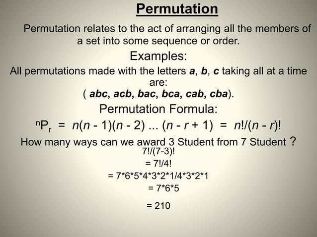 Counting, pigeonhole, permuntation, Permutations and Combination ,Binomial Theorems | PPTX