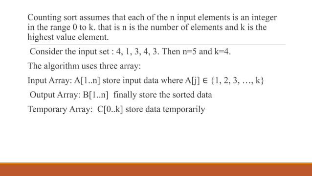 Counting sort | PPTX | Programming Languages | Computing