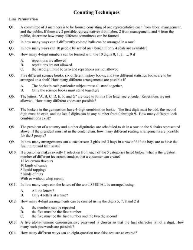 Counting Techniques Pdf