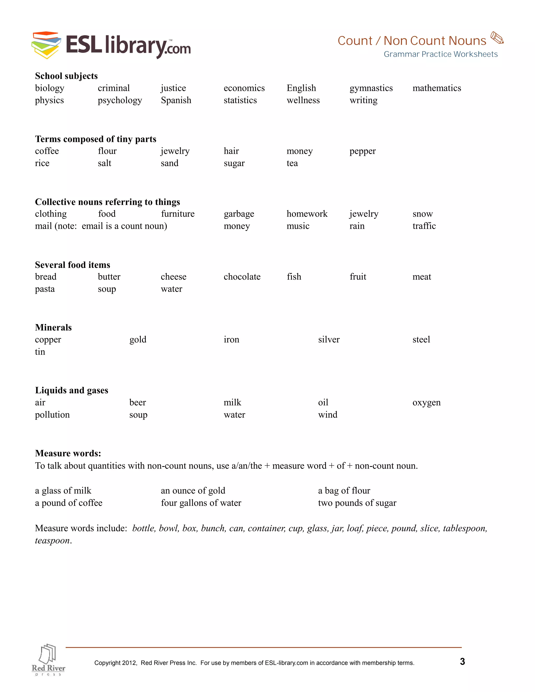 Count ,non count nouns (editable) | PDF