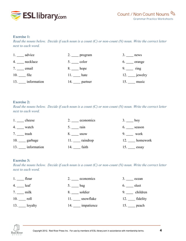 Count ,non count nouns (editable) | PDF