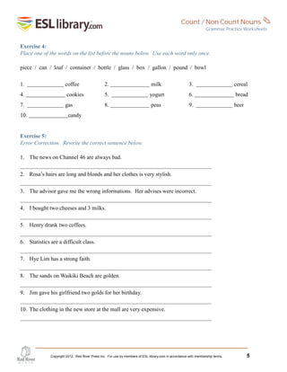 Count ,non count nouns (editable) | PDF