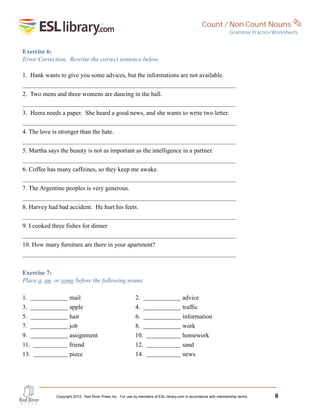 Count ,non count nouns (editable) | PDF