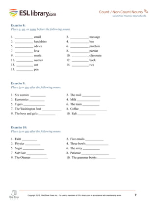 Count ,non count nouns (editable) | PDF
