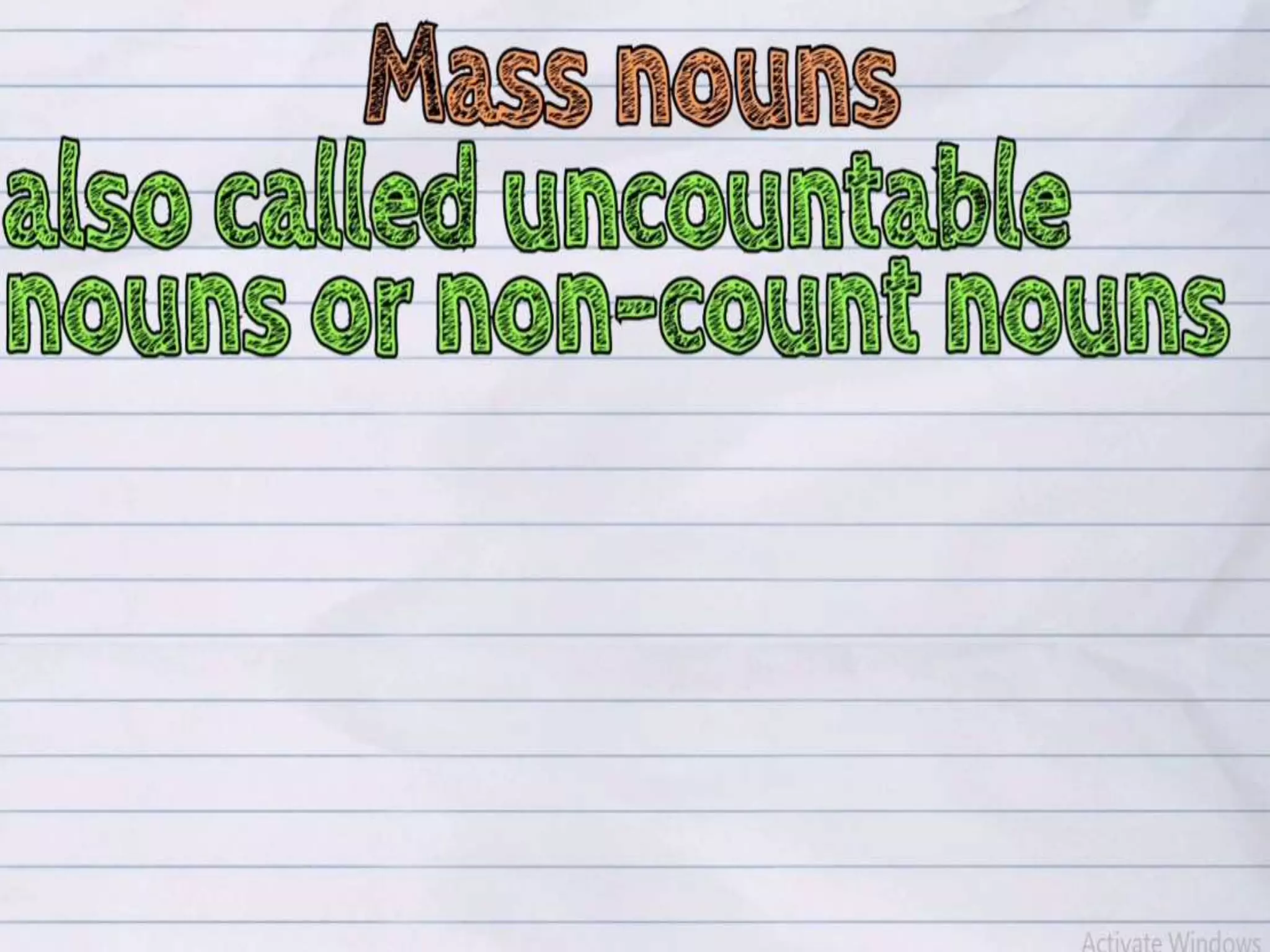 count noun and mass noun- | PPTX