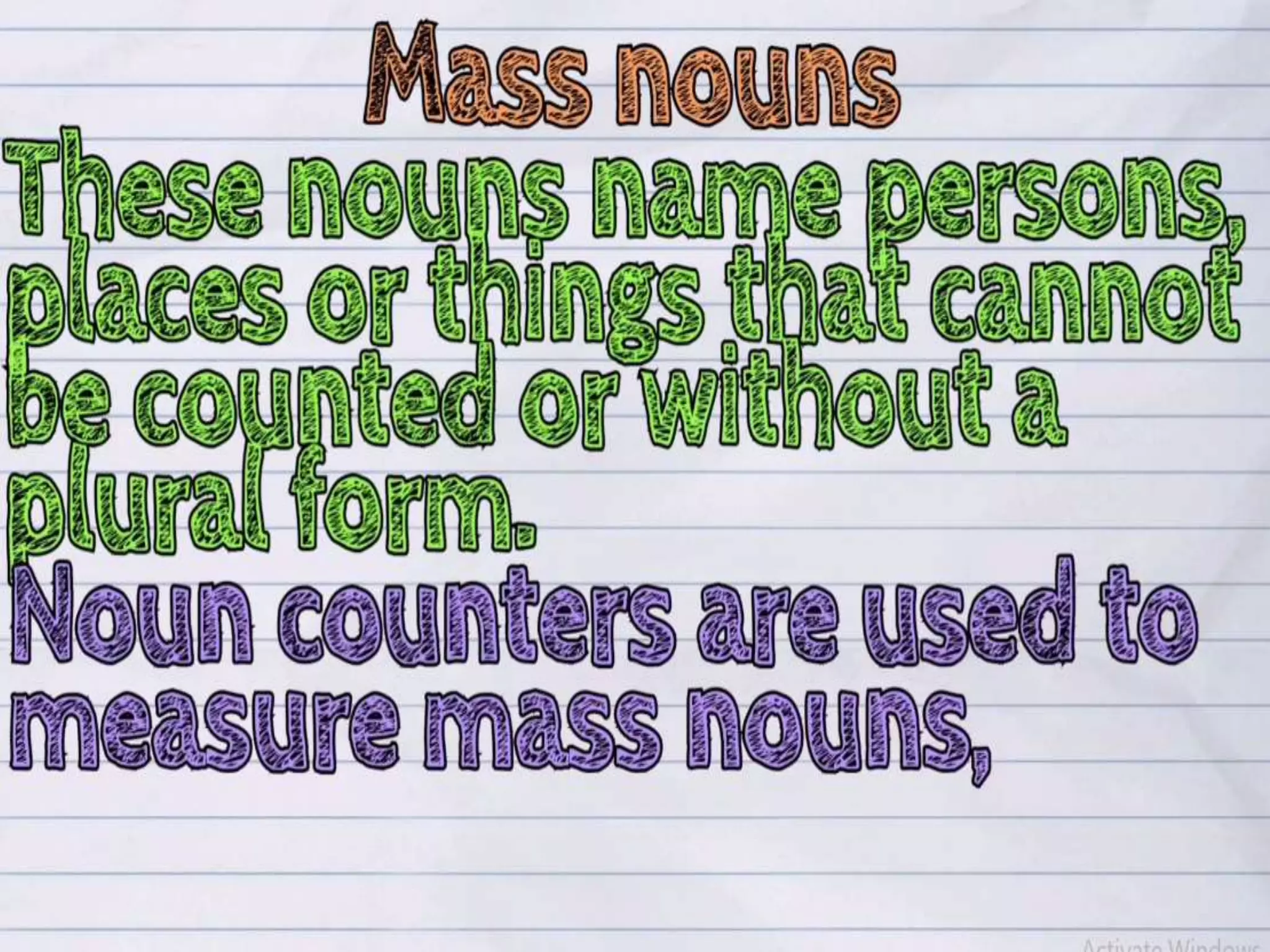 count noun and mass noun- | PPTX