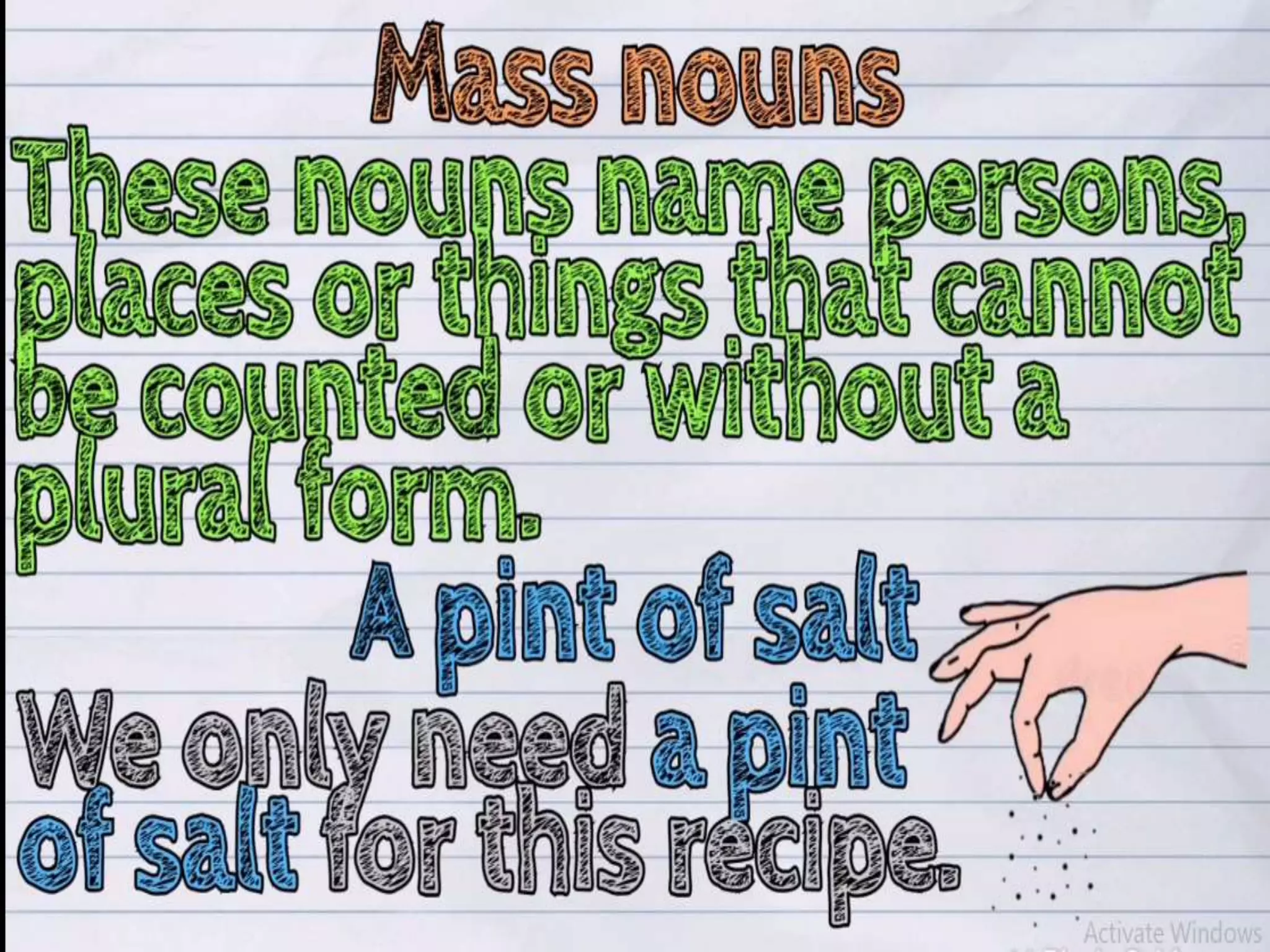 count noun and mass noun- | PPTX