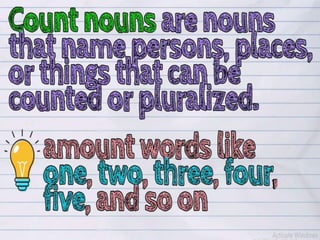count noun and mass noun- | PPTX