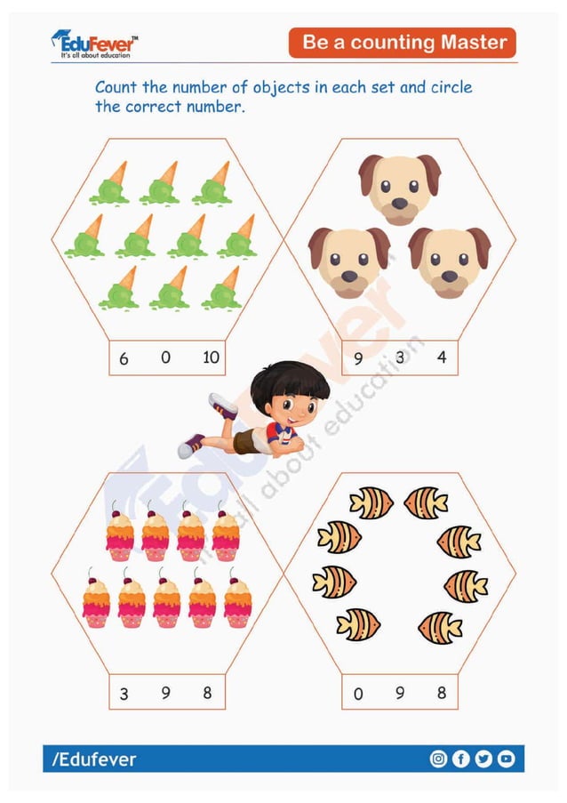 Count Objects in Each Set - UKG Maths Worksheet | PDF