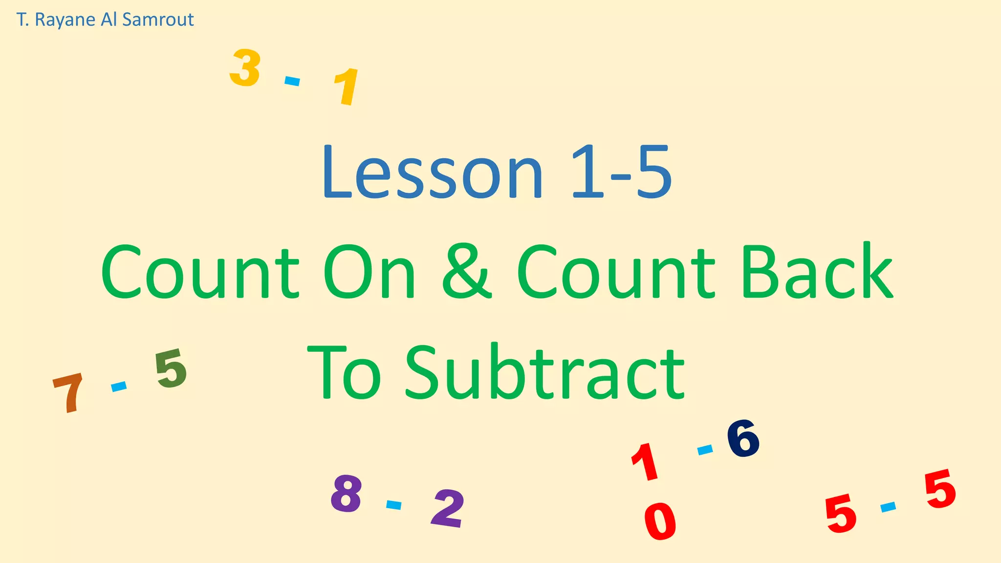 Count on and count back to subtract On a Number line | PPSX