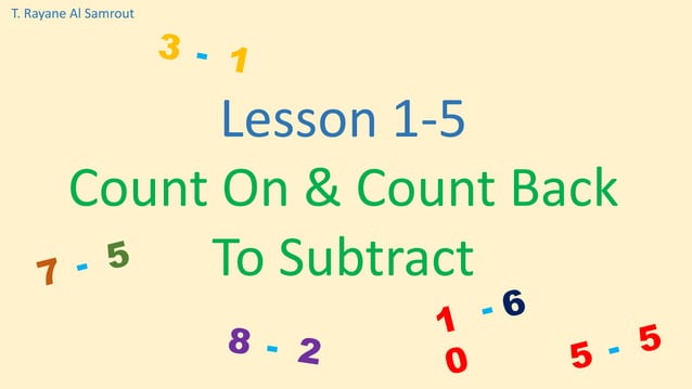 Count on and count back to subtract On a Number line | PPSX