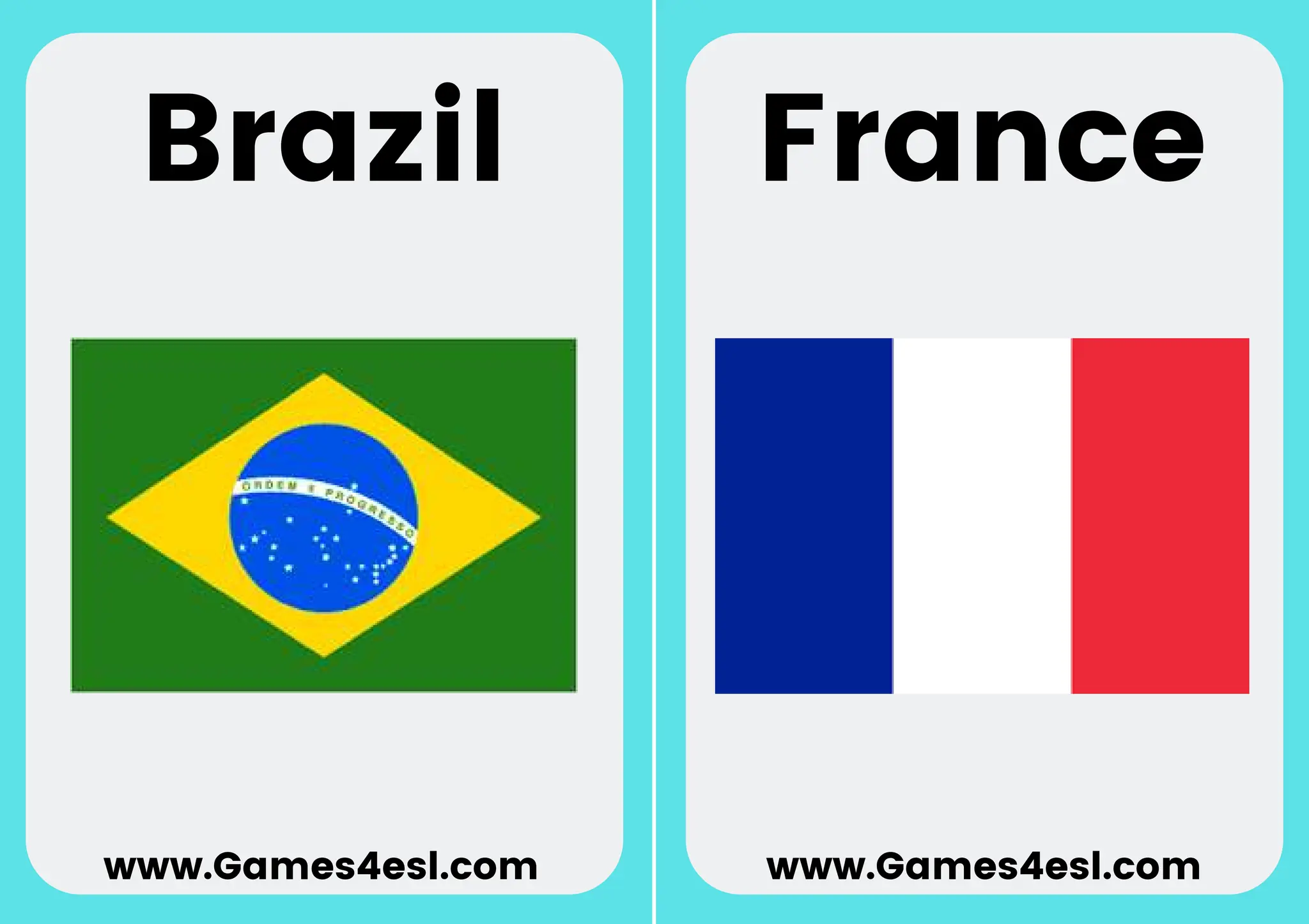 Countries Flash cards to children at kg + | PDF
