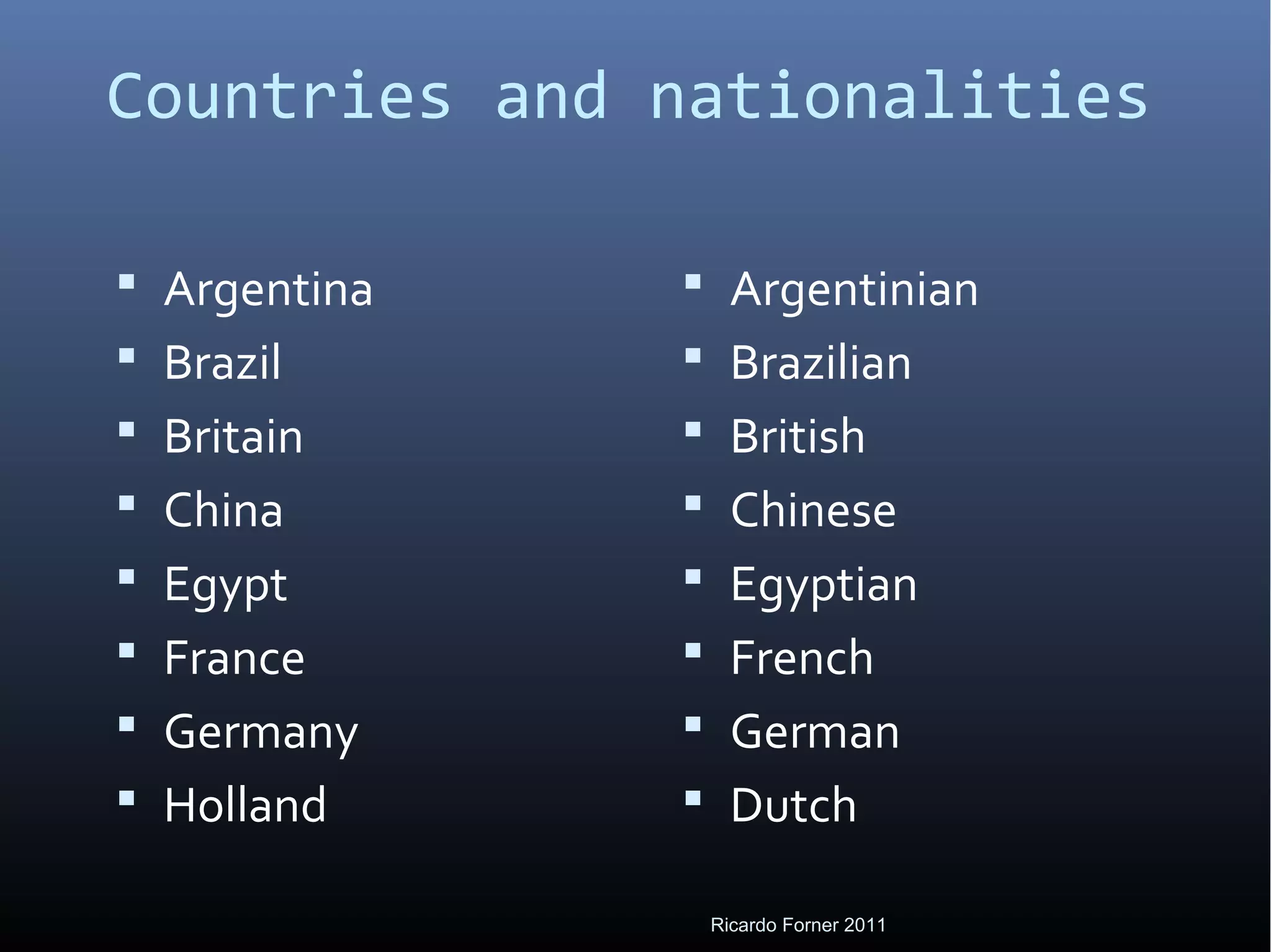 Countries and Nationalities | PPS