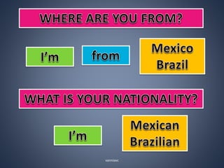Countries and nationalities (verb to be) | PPTX