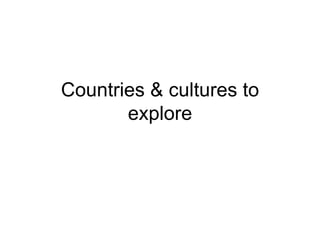 Countries & Cultures to Explore | PPT | South America Travel | Travel ...