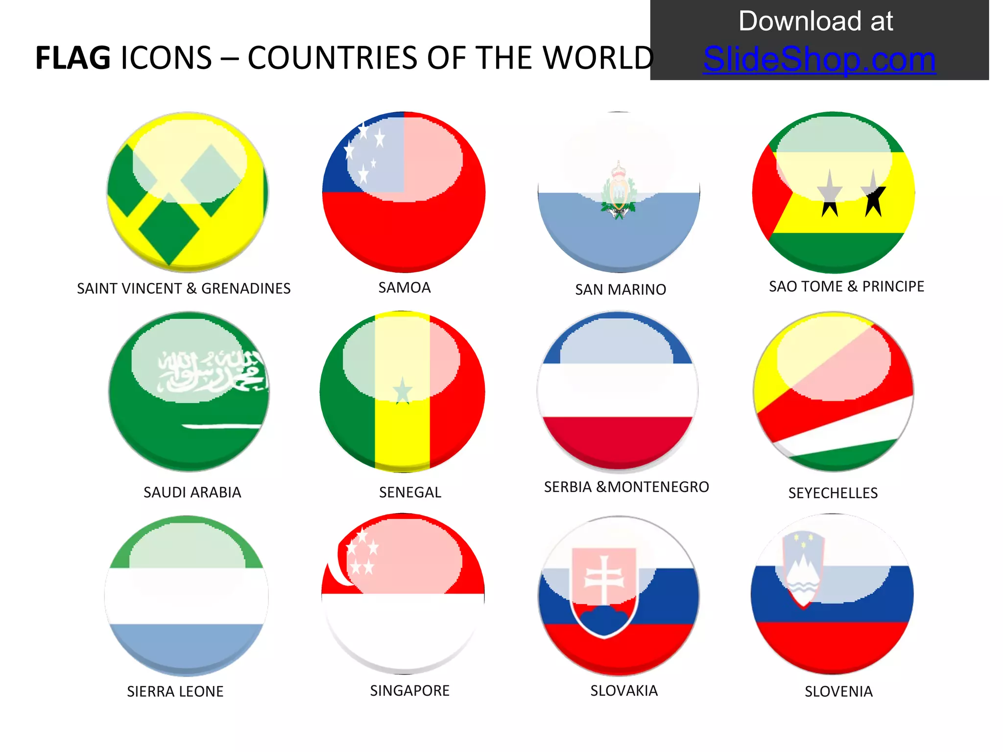 Countries flag icons | PPT