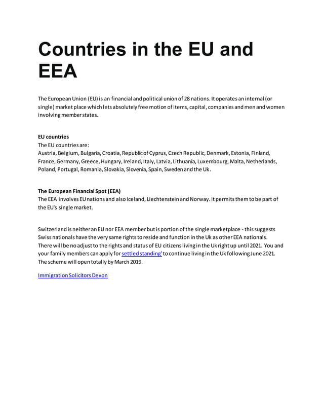 Countries in the eu and eea | DOCX