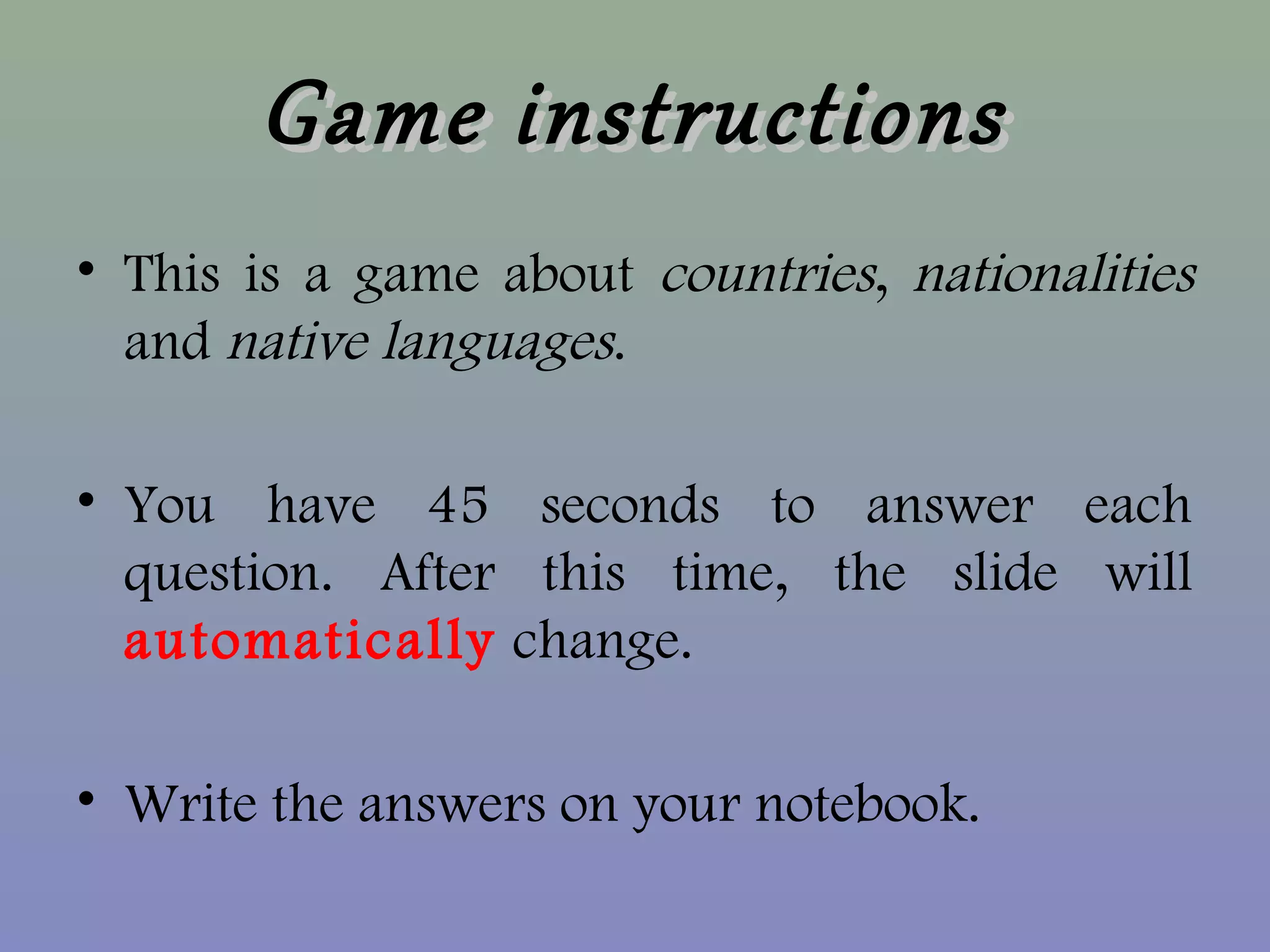 Countries, nationalities and languages | PPT