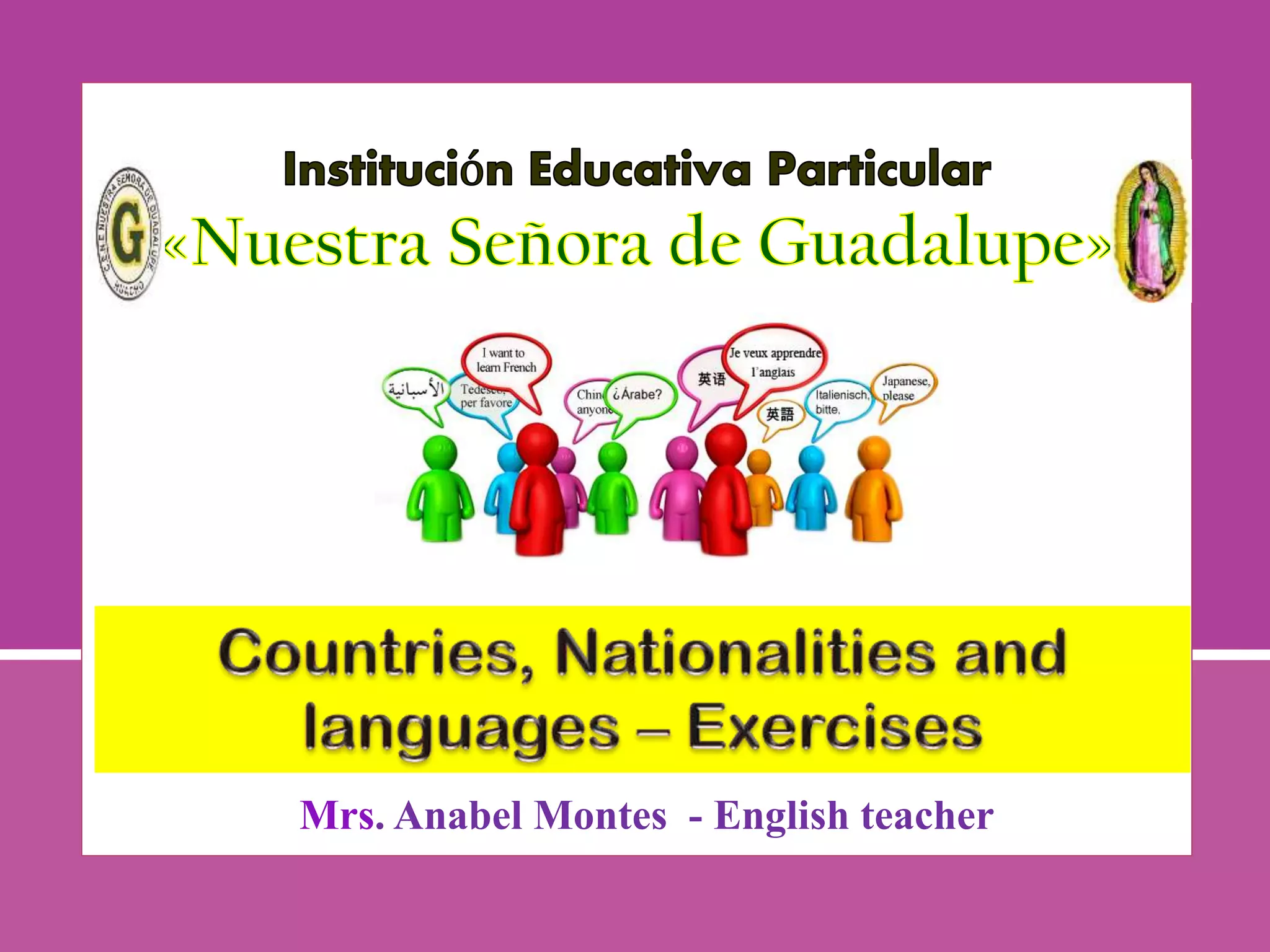 Countries, nationalities and languages – exercises | PPTX