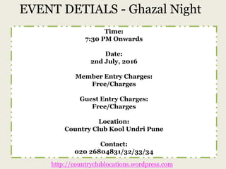 Country Club India Undri Present Ghazal Night | PPTX