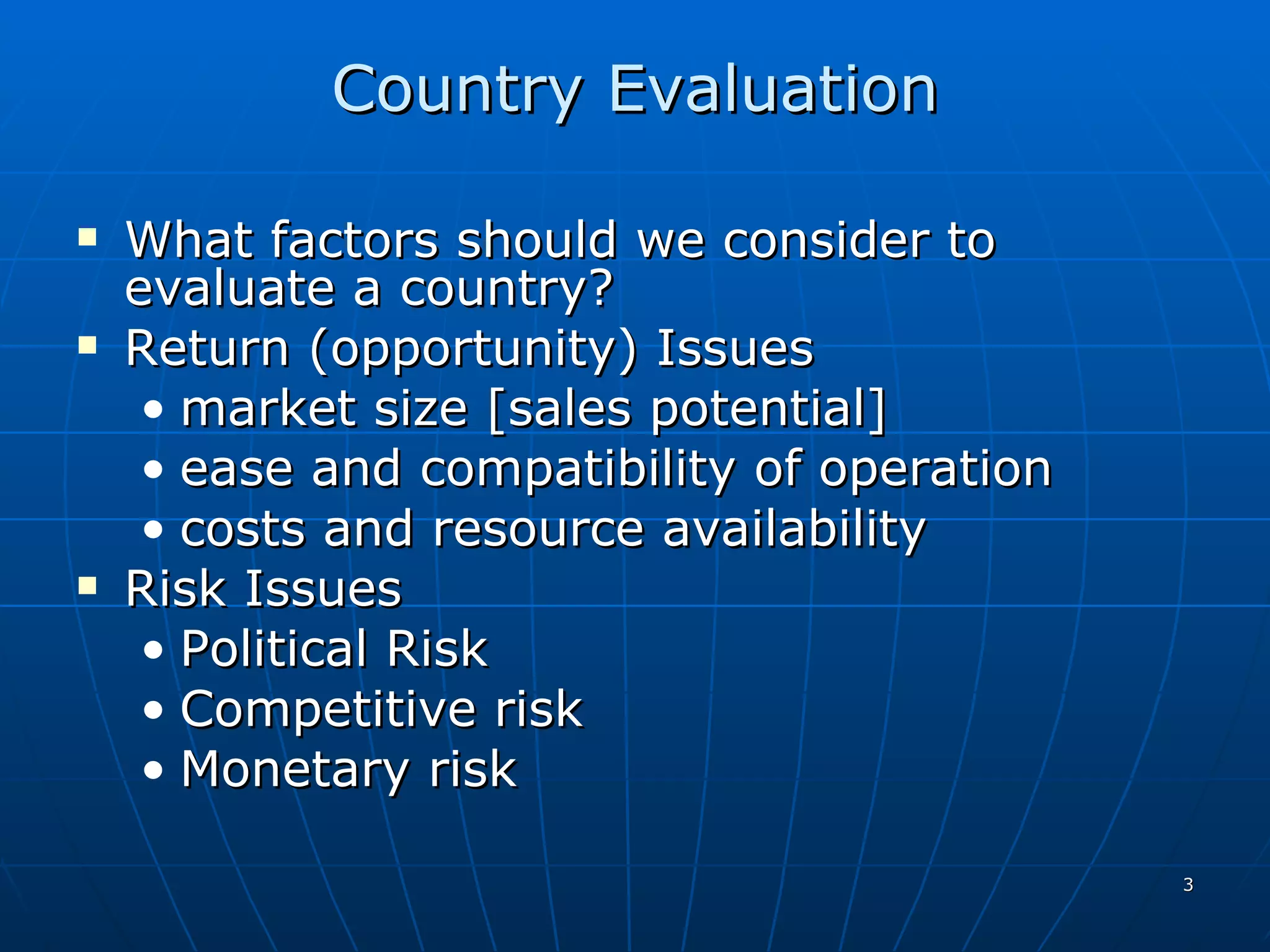 Country evaluation and selection | PPT