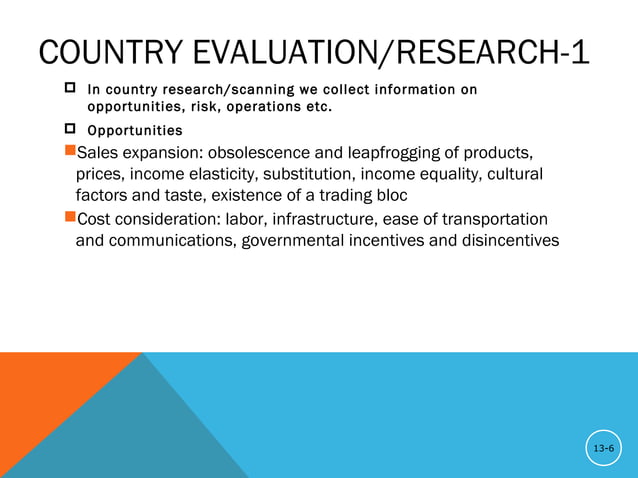 Country evaluation andselection | PPT