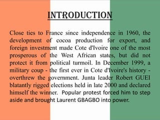 Country profile of Cote D'Ivoire (Ivory Coast) | PPTX