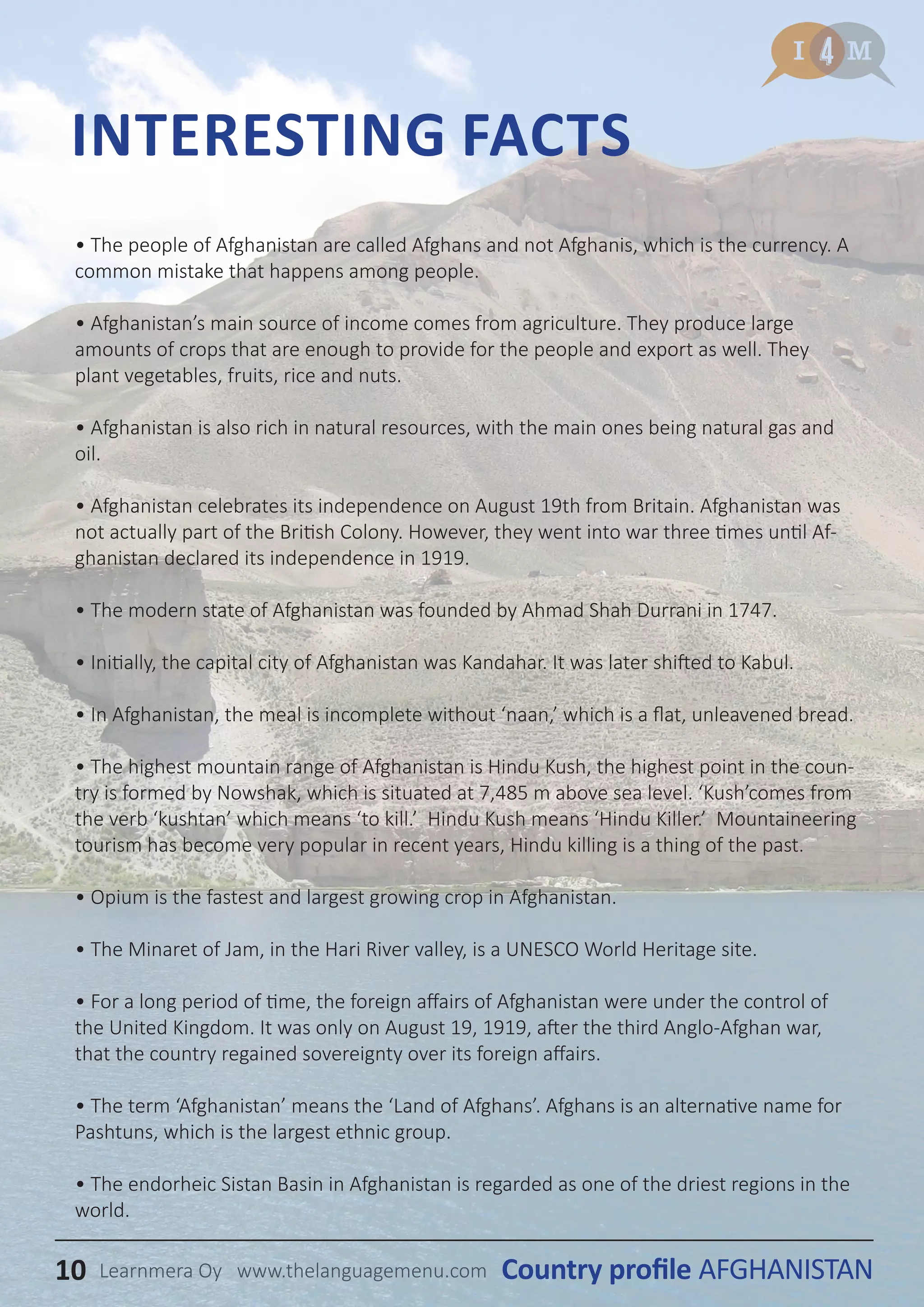 I4M Country profile afghanistan learnmera (in english) | PDF