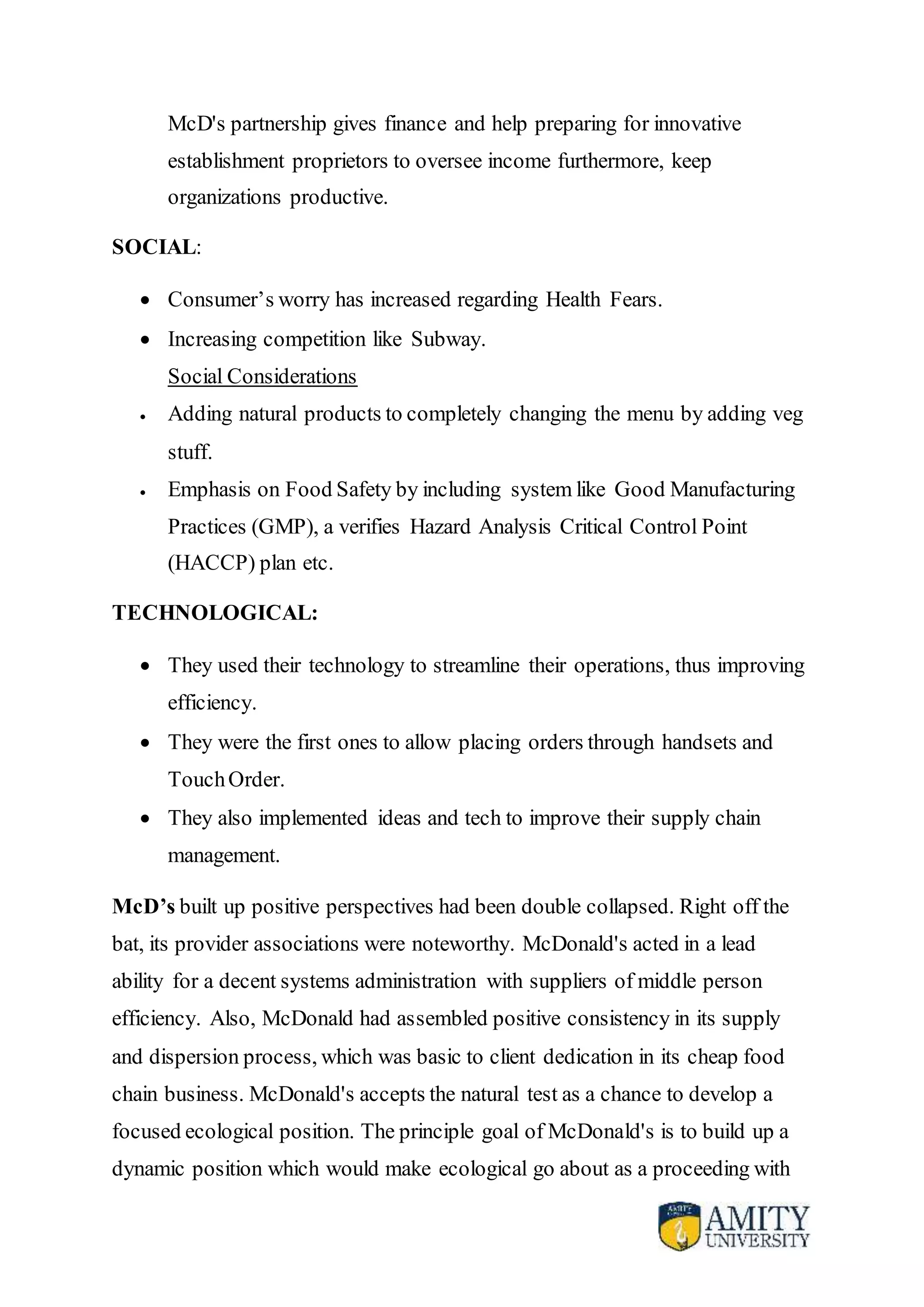 MARKETING AND OPERATIONAL STRATEGIES OF McDonald's. | DOCX