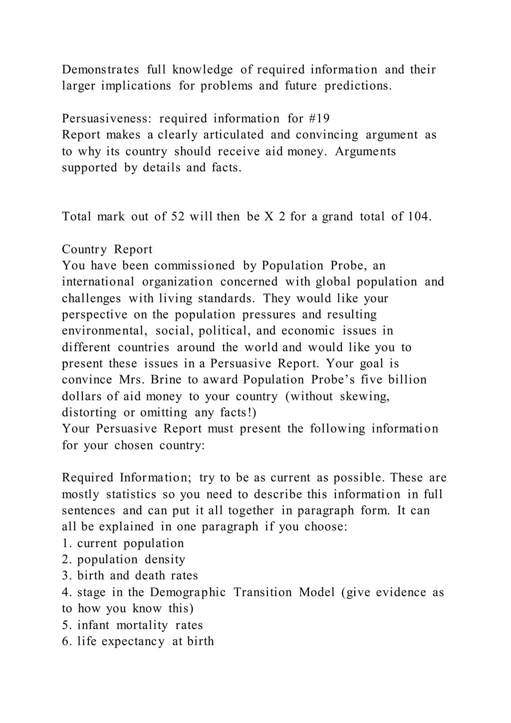 Country Report RubricCategoryDescription of Criteria | PDF