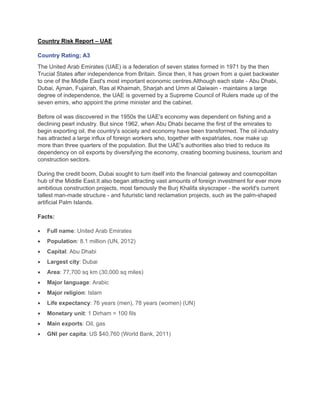 Country risk report uae | PDF