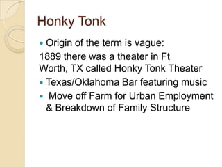 Country Roots of Rock | PPTX | Country Music | Music