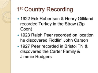 Country Roots of Rock | PPTX | Country Music | Music