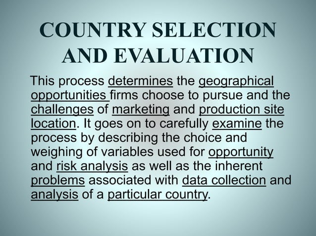 Country selection and evaluation | PPTX
