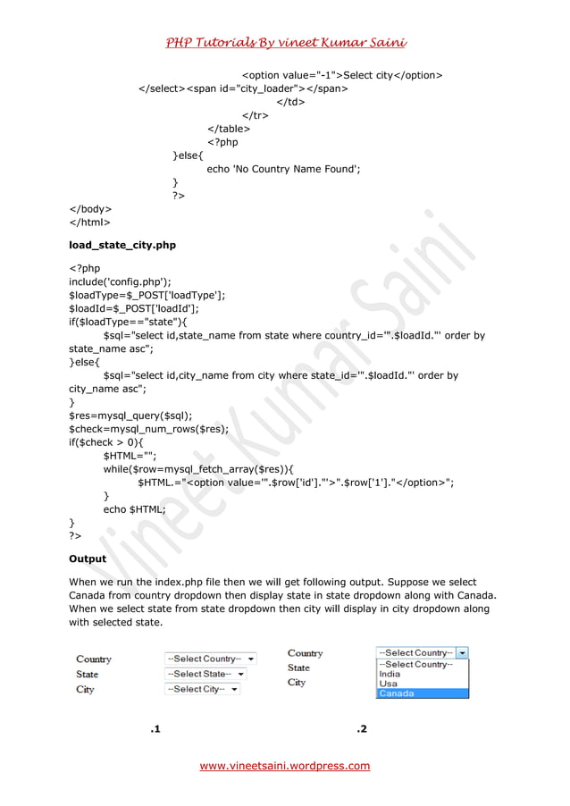 Country State City Dropdown In Php Pdf Databases Computer