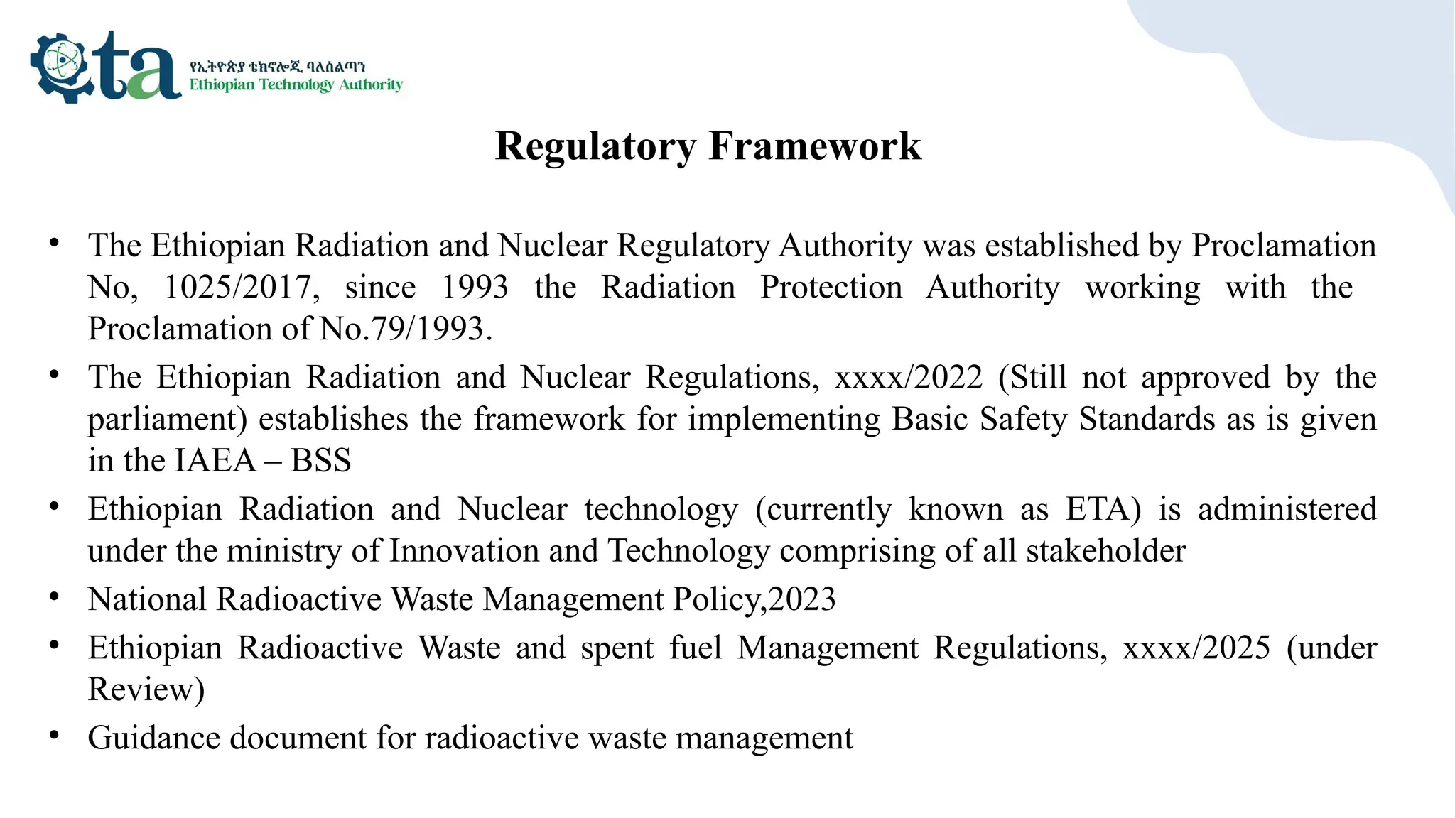 Country Status safety of RWM of SMR in Ethiopia 2025.pptx
