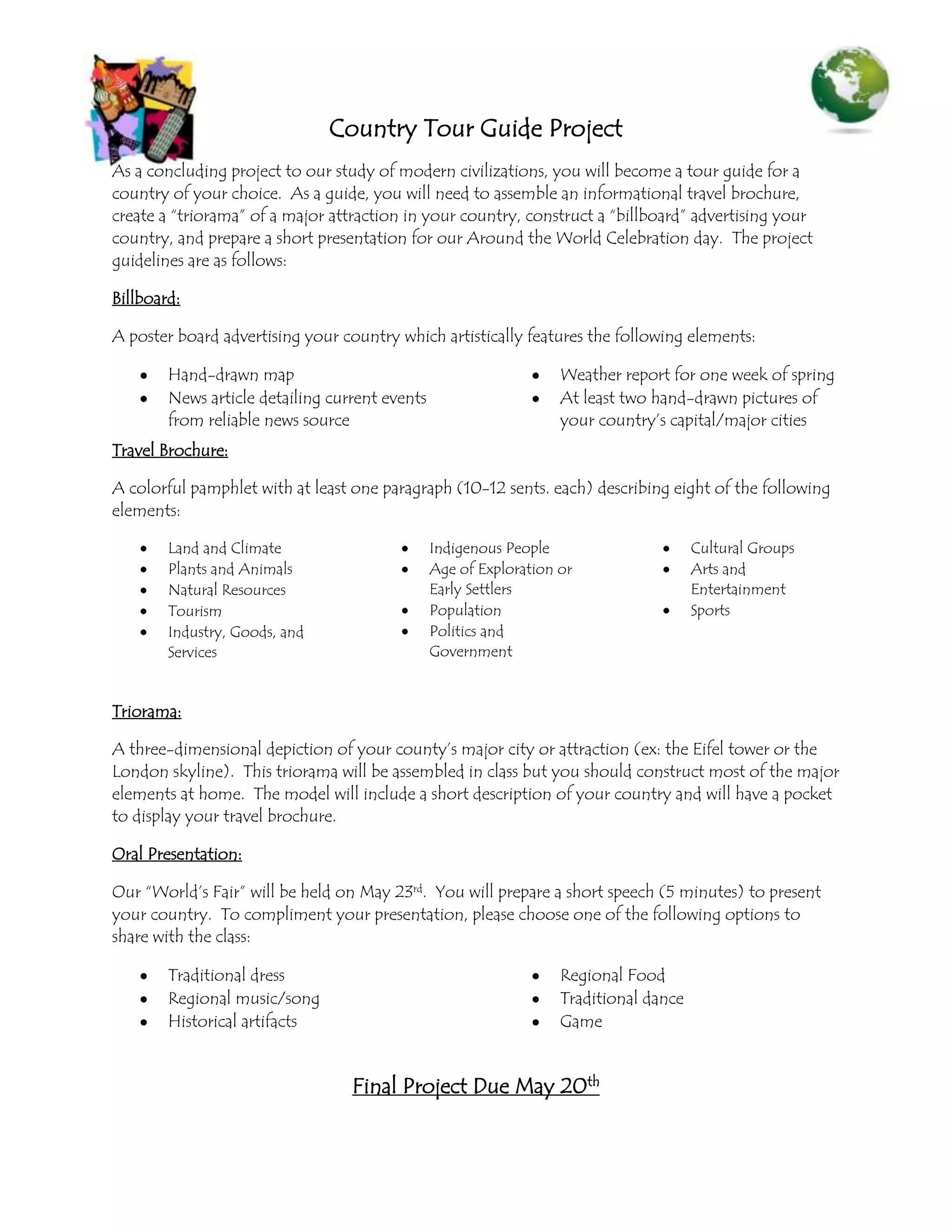 Country tour guide project 2013 | DOCX