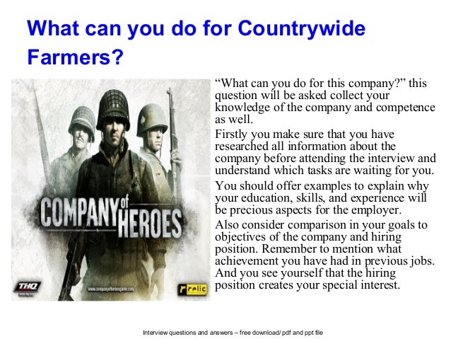Countrywide farmers interview questions and answers