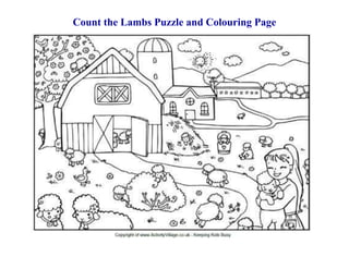 Count the lambs puzzle and colouring page | DOCX