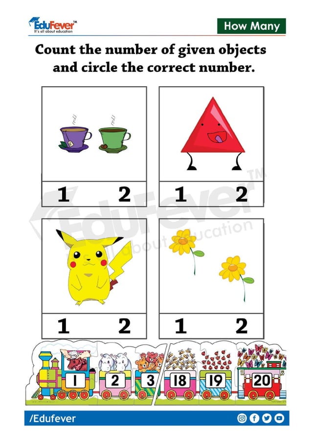Count the Number of Objects - LKG Maths Worksheet | PDF