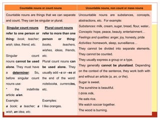 Count vs non count nouns.vocabulary | PPT