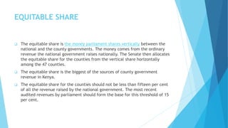 Nairobi City County Government Entity Funding | PPTX