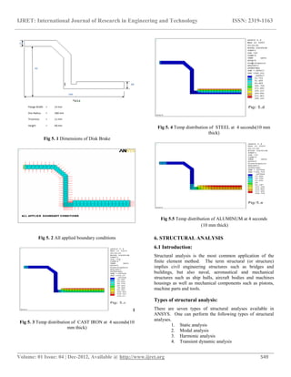 Coupled structual thermal analysis of disc brake | PDF