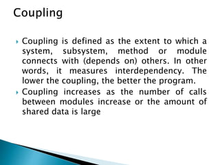 Coupling and cohesion | PPT | Programming Languages | Computing