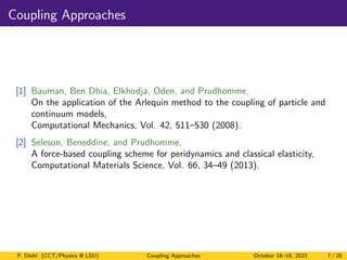 Challenges for coupling approaches for classical linear elasticity and bond-based peridynamic ...
