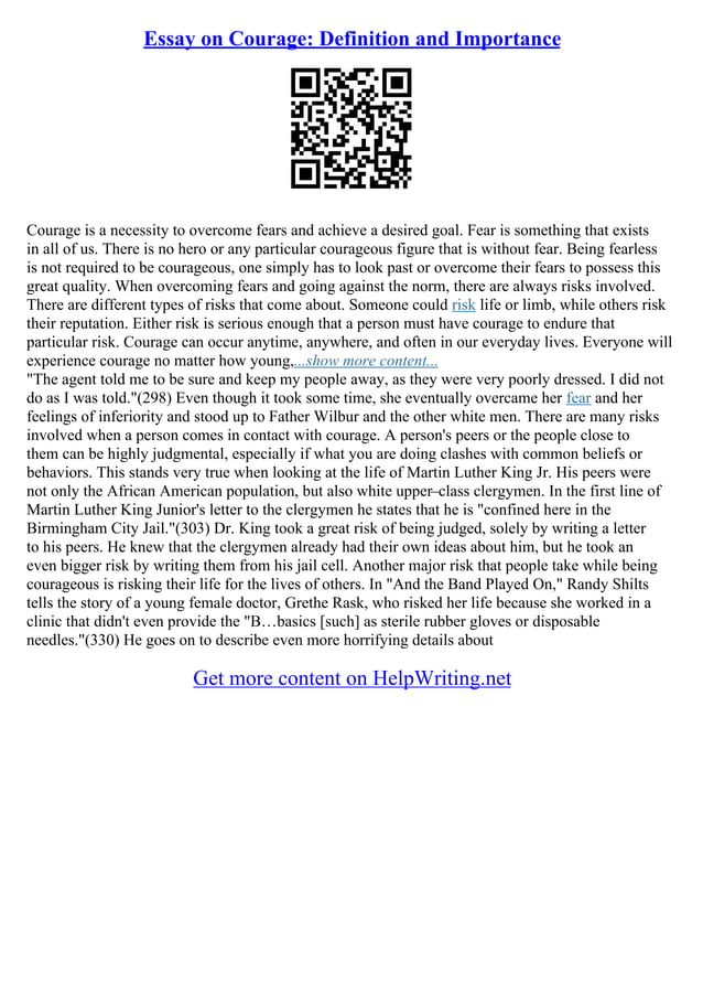 Courage Essay Examples | PDF | Family and Relationships