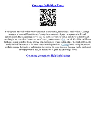 Courage Essay Examples | PDF